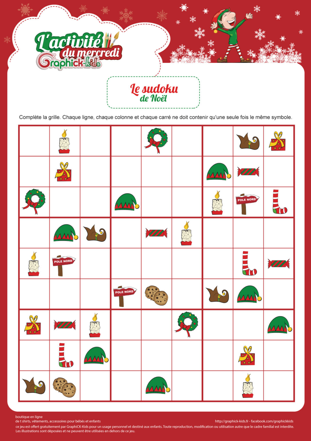 L'activité de Noël 4 : le sudoku de Noël - GraphiCK-Kids